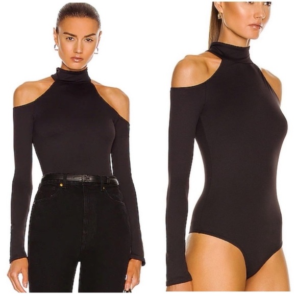 ALIX NYC | Tops | Alix Nyc Leona Black Cold Shoulder Mockneck Bodysuit ...